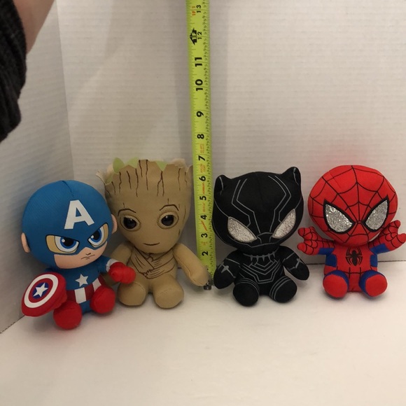 Ty | Toys | Ty Beanie Babies Marvel Set 4 Spiderman Black Panther Groot ...